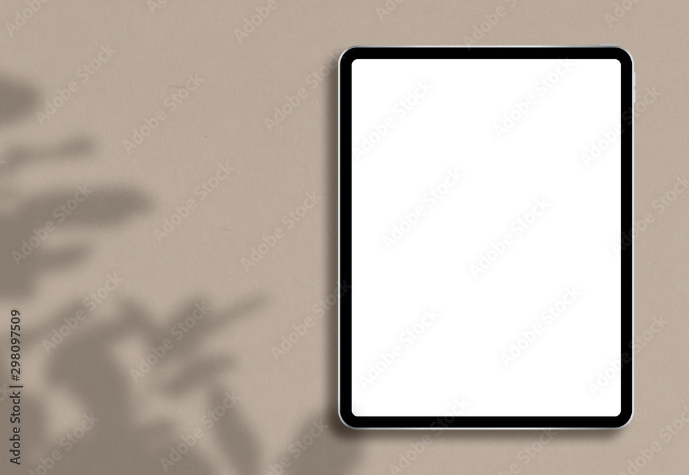 Tablet with empty screen. Tablet mockup with soft shadows. Mockup scene ...