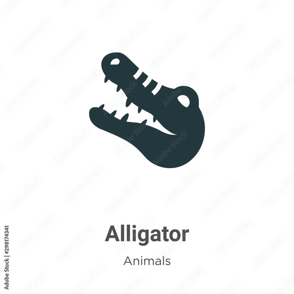 Alligator vector icon on white background. Flat vector alligator icon ...
