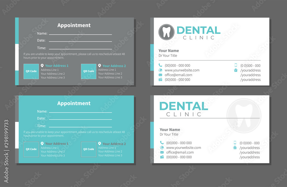 Dental Dentist Business Card Stock Vector | Adobe Stock