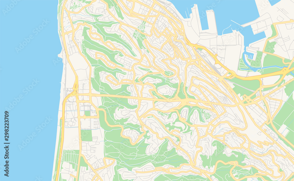 Printable street map of Haifa, Israel Stock Vector | Adobe Stock