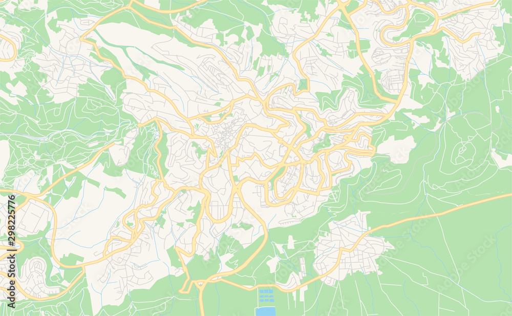 Printable street map of Nazareth, Israel Stock Vector | Adobe Stock