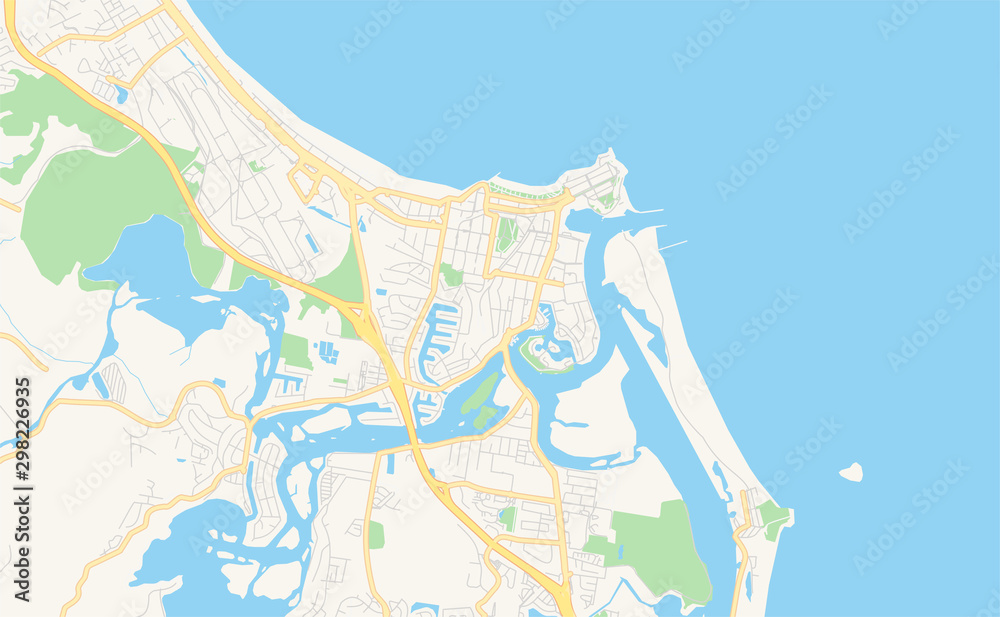 Printable street map of Gold Coast-Tweed Heads, Australia Stock Vector ...