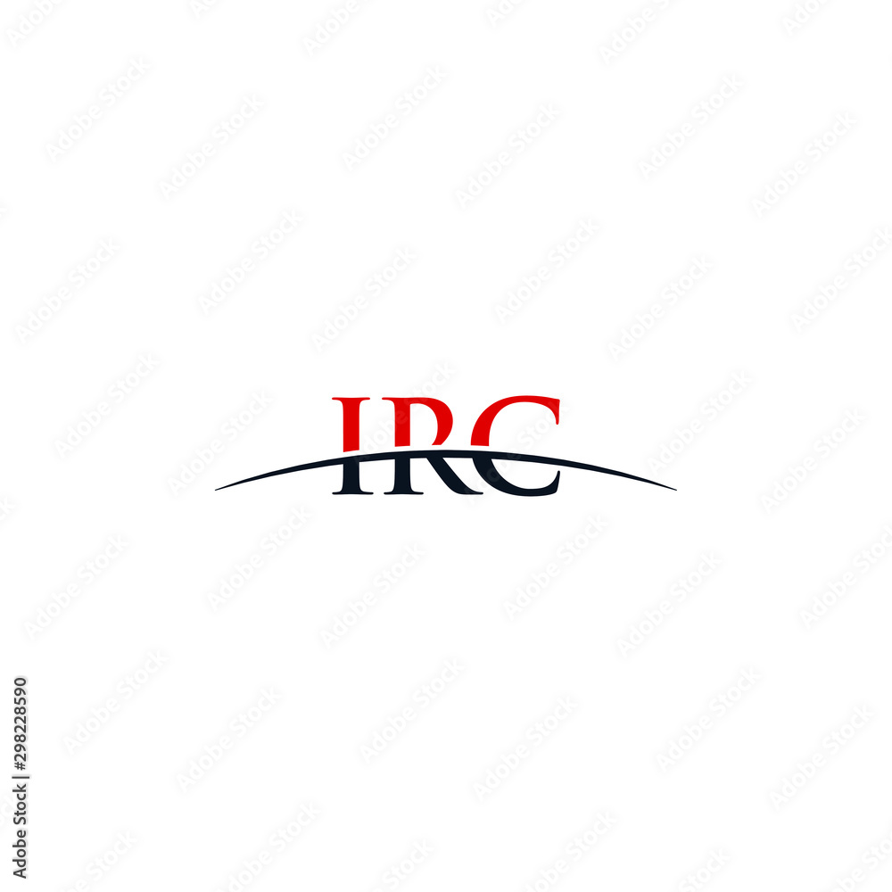 Initial letter IRC, overlapping movement swoosh horizon logo company ...