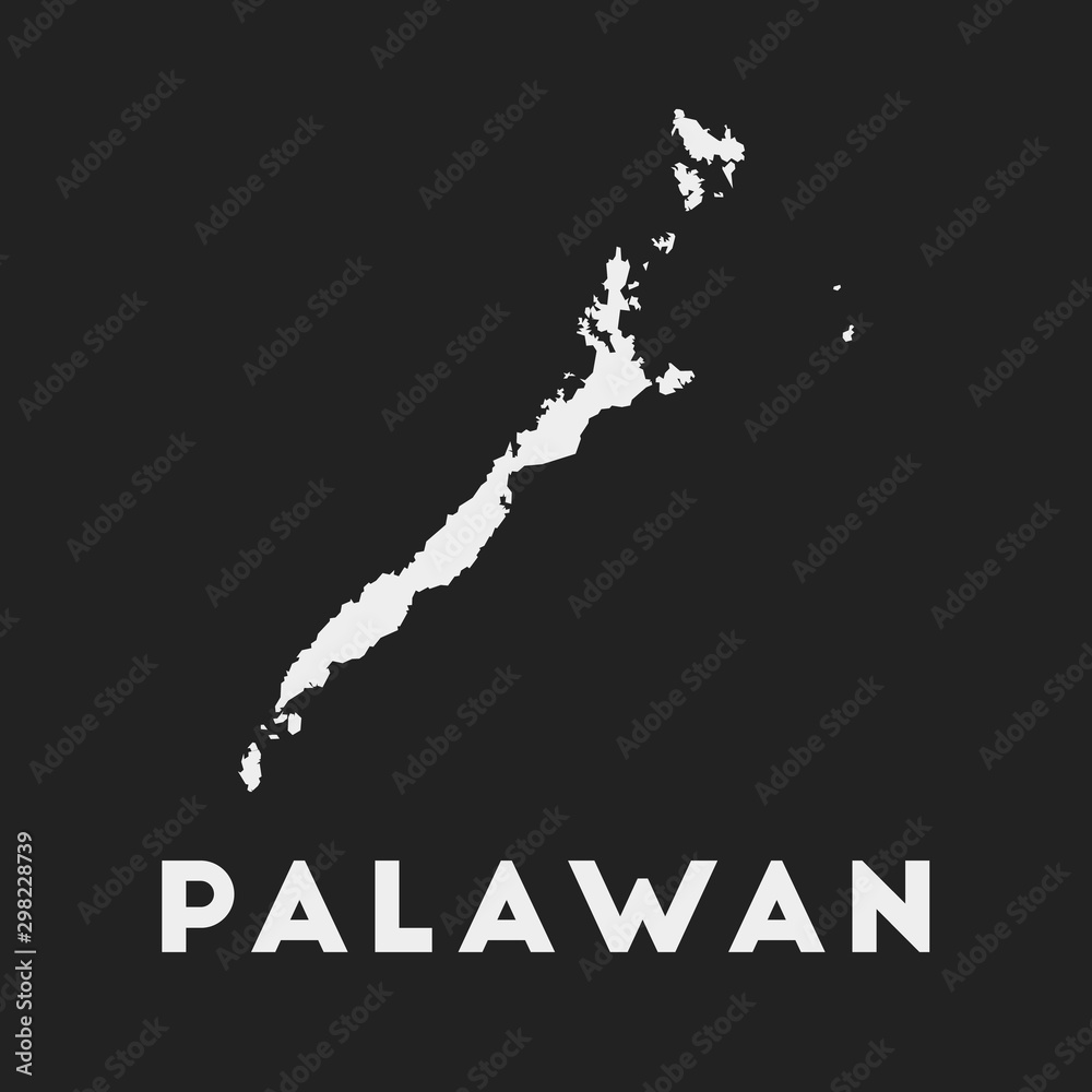 Palawan icon. Island map on dark background. Stylish Palawan map with ...