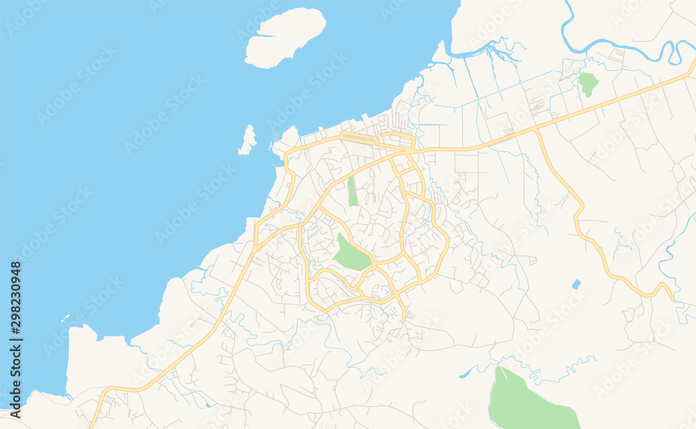 Printable street map of Lautoka, Fiji Stock Vector | Adobe Stock
