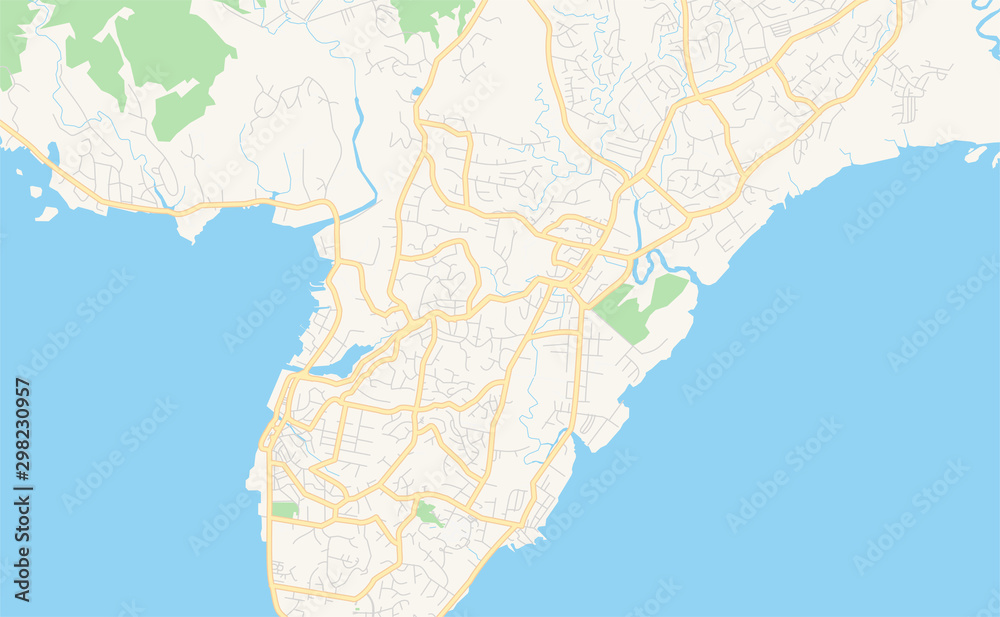 Printable street map of Suva, Fiji Stock Vector | Adobe Stock