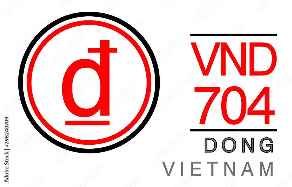 d, VND, 704, Dong, Vietnam Banking Currency icon typography logo banner ...