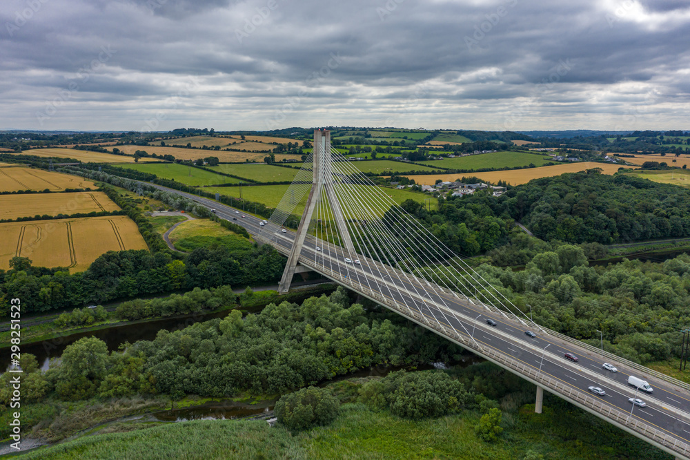 Stock-Foto „Aerial view, The Mary McAleese Boyne Valley Bridge is a ...