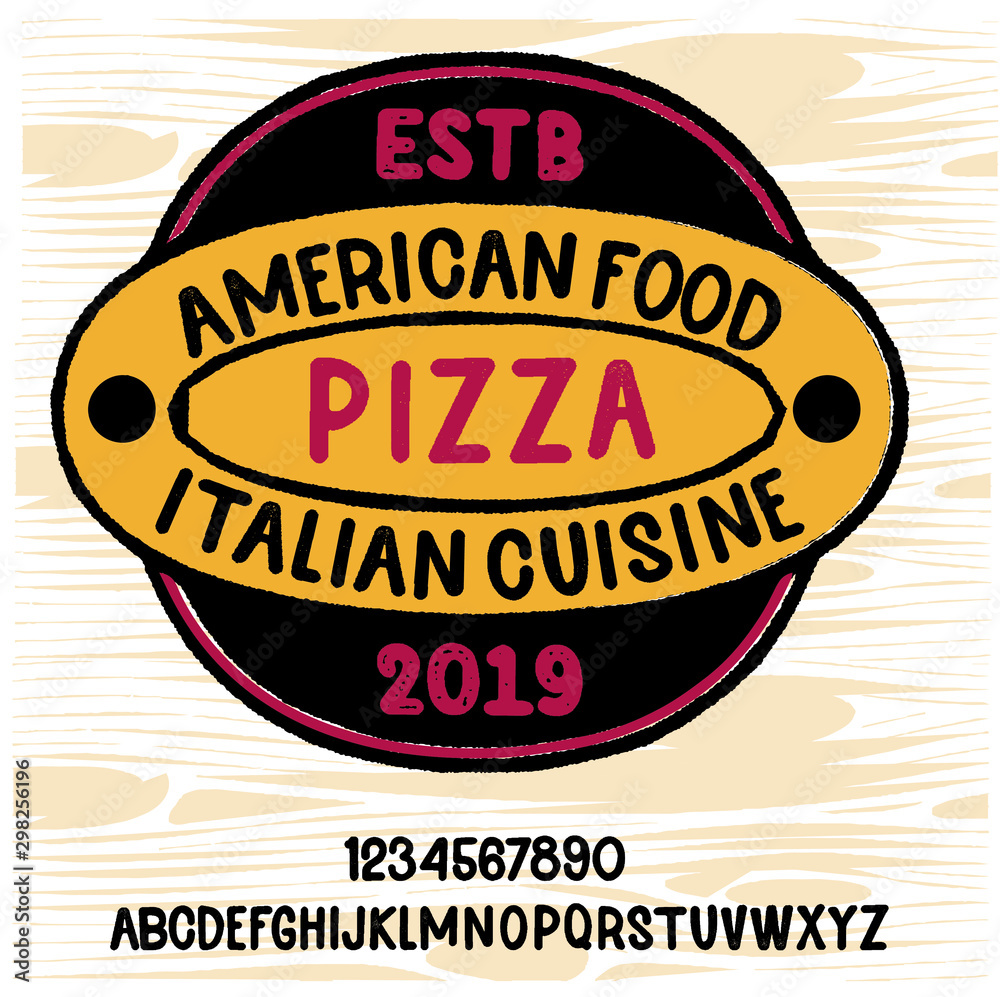 Hand drawn pasta and pizza menu for bars font. Delicious food from ...