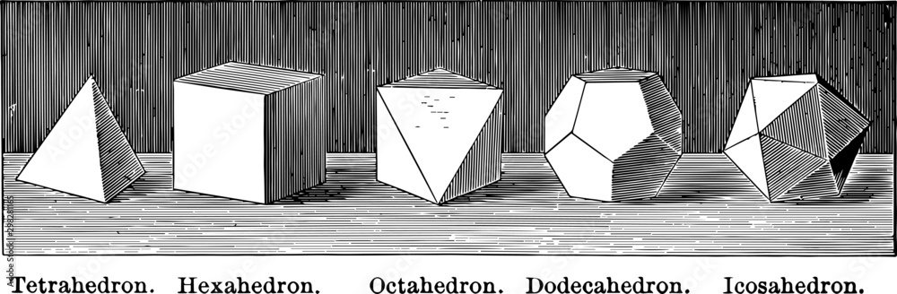 Various Solid Forms vintage illustration. Stock Vector | Adobe Stock