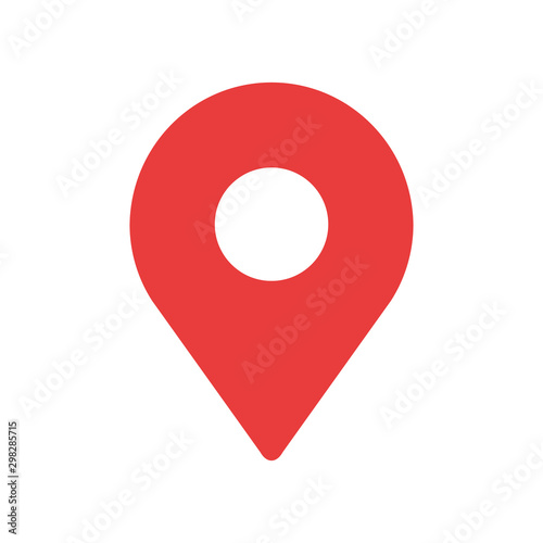 Simple red map pin. Concept of global coordinate, dot, needle tip, ui ...