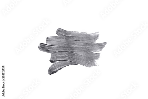 Silver paint colour swatches brush strokes on white background - frame ...