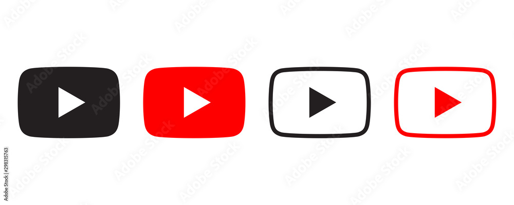 Youtube logo set in different shape on a white background Stock Vector ...