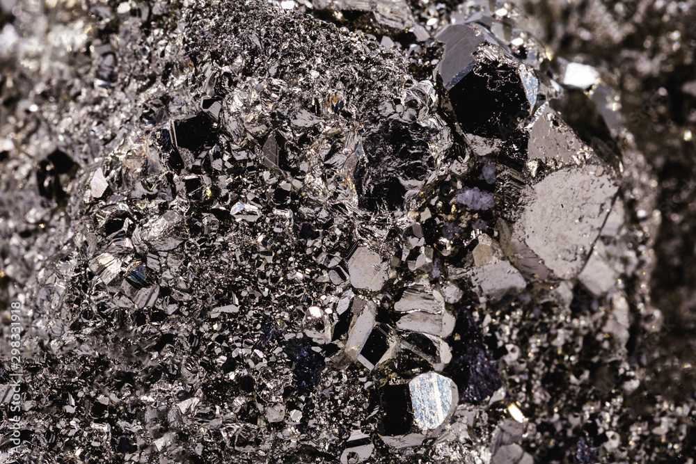 Iron pyrite nugget or iron expert, silver metal in the raw state ...