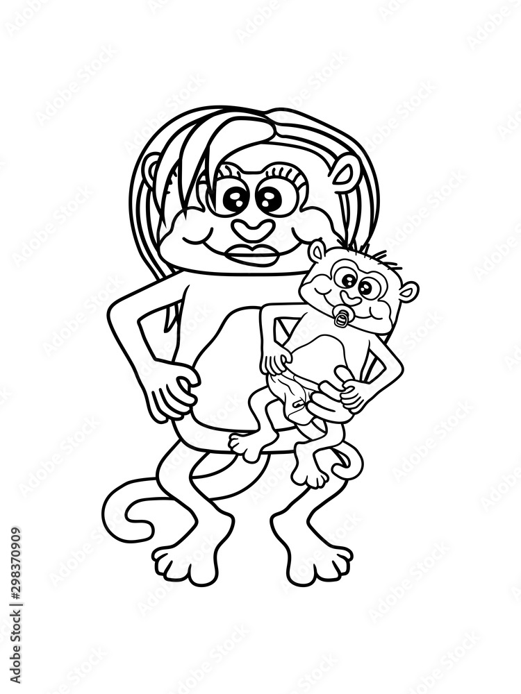 äffchen affe frau mama weiblich windel schnuller papa baby süß niedlich ...