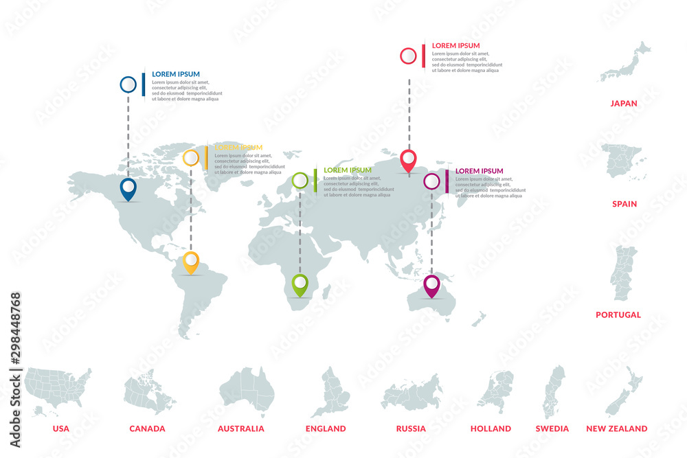 infographic data design with world map . business infographic concept ...