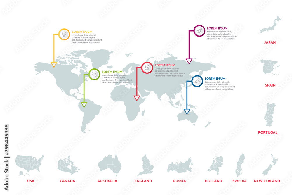 infographic data design with world map . business infographic concept ...