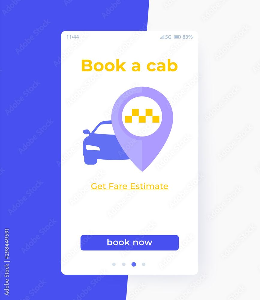 Book a cab app interface, vector ui Stock Vector | Adobe Stock
