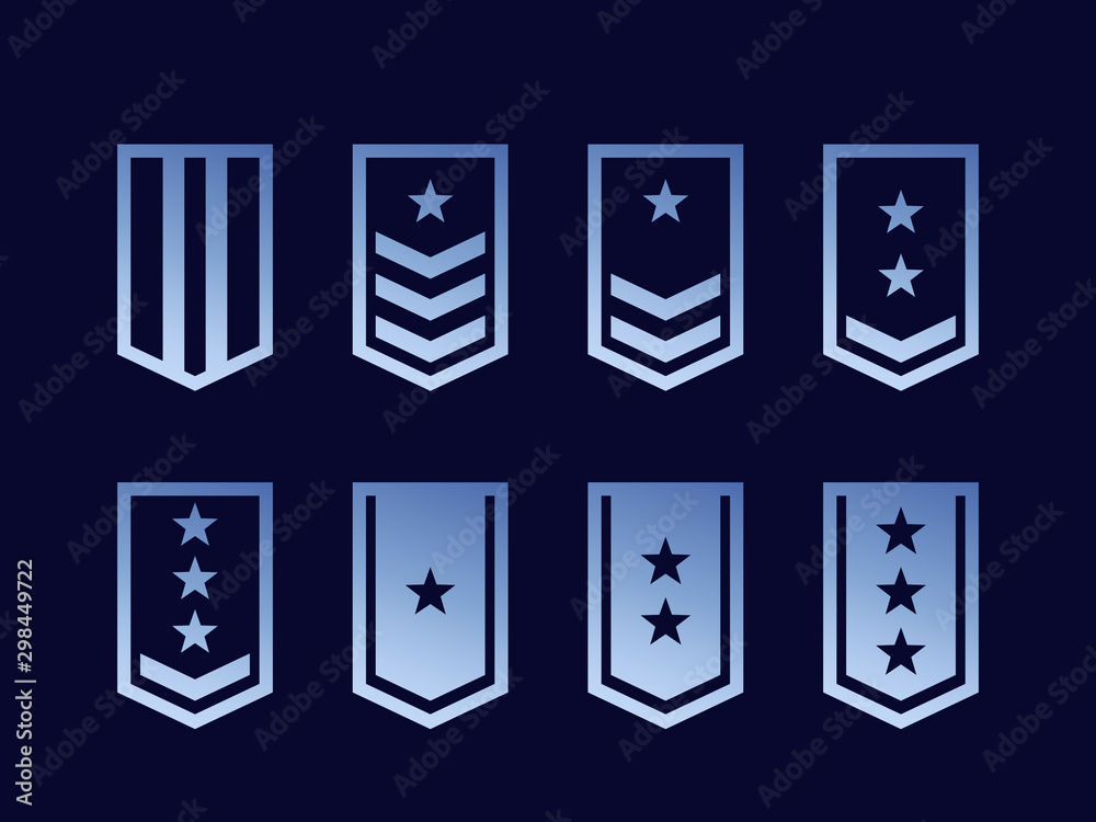 Military ranks, army epaulettes vector set Stock Vector | Adobe Stock