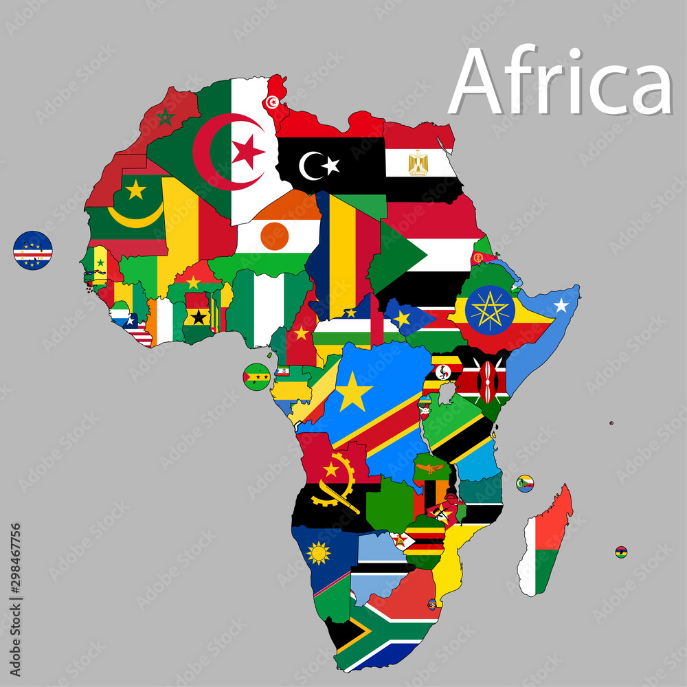 Vector map of Africa separate layers and names clearly, easy to use ...