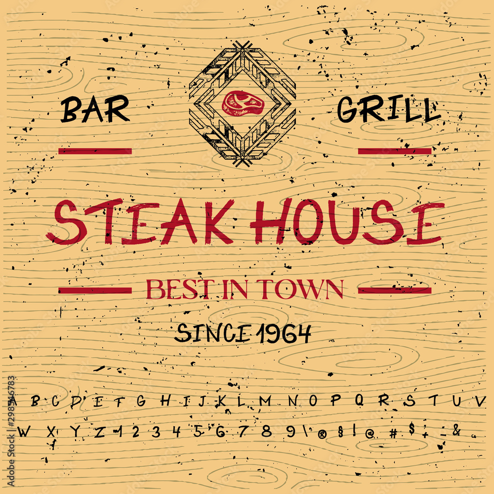 Hand drawn font for cafes, bars, restaurants where meat is eaten ...