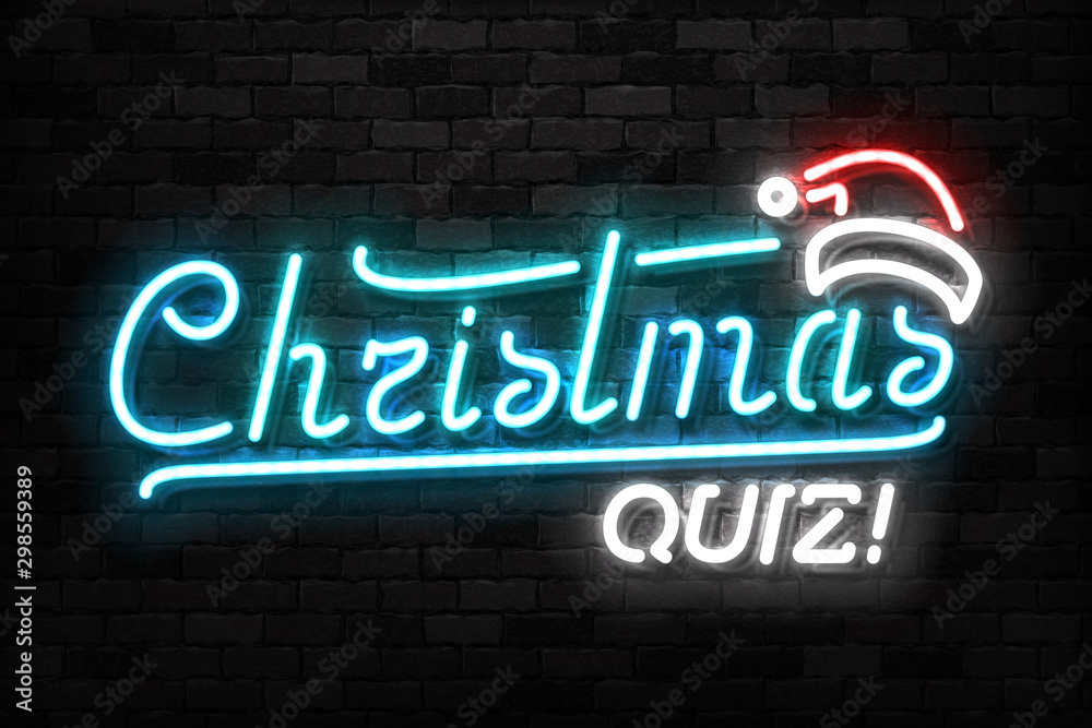 Vector realistic isolated neon sign of Christmas Quiz logo for template ...