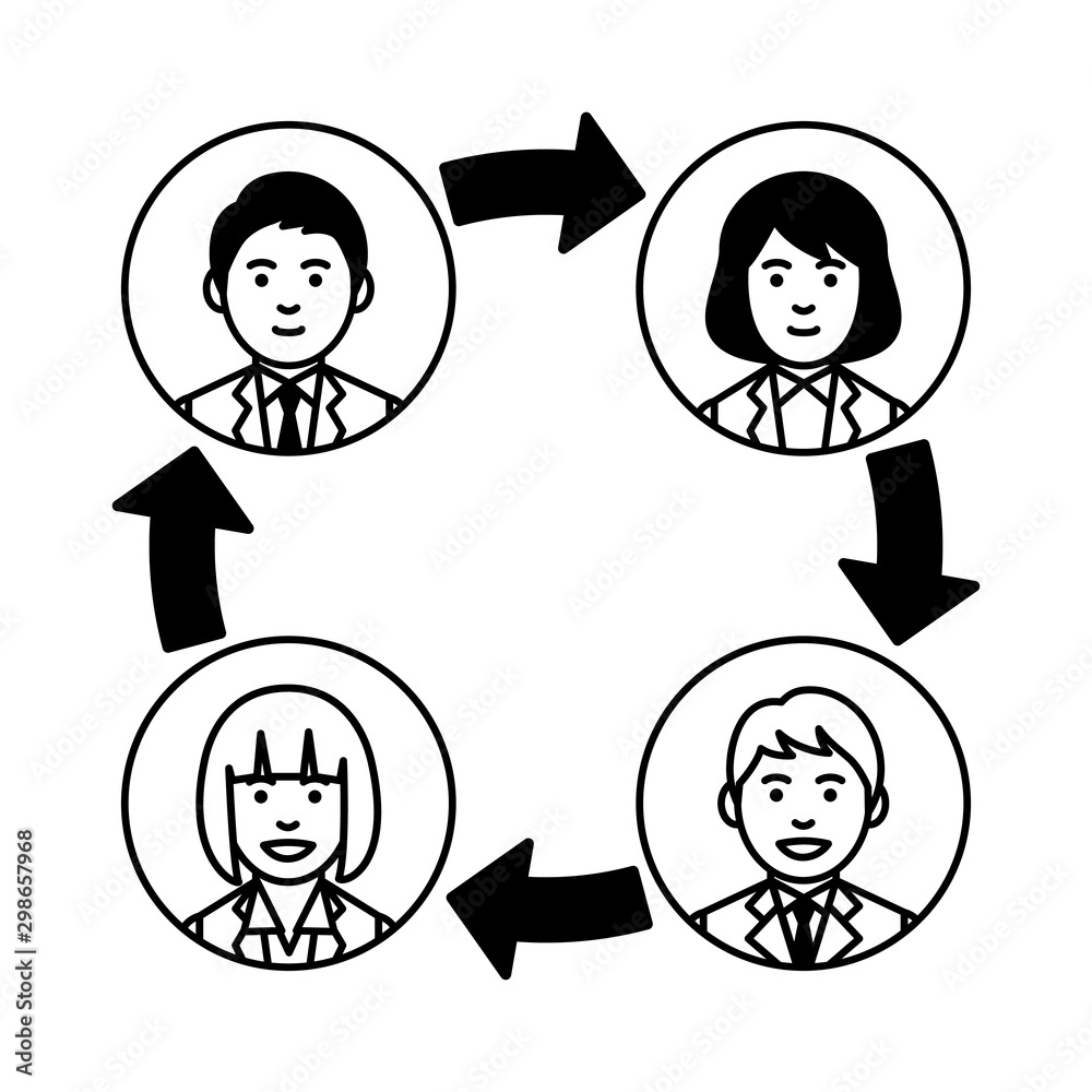 Vetor 4 people cycle network concept. Seamless pattern. Vector ...