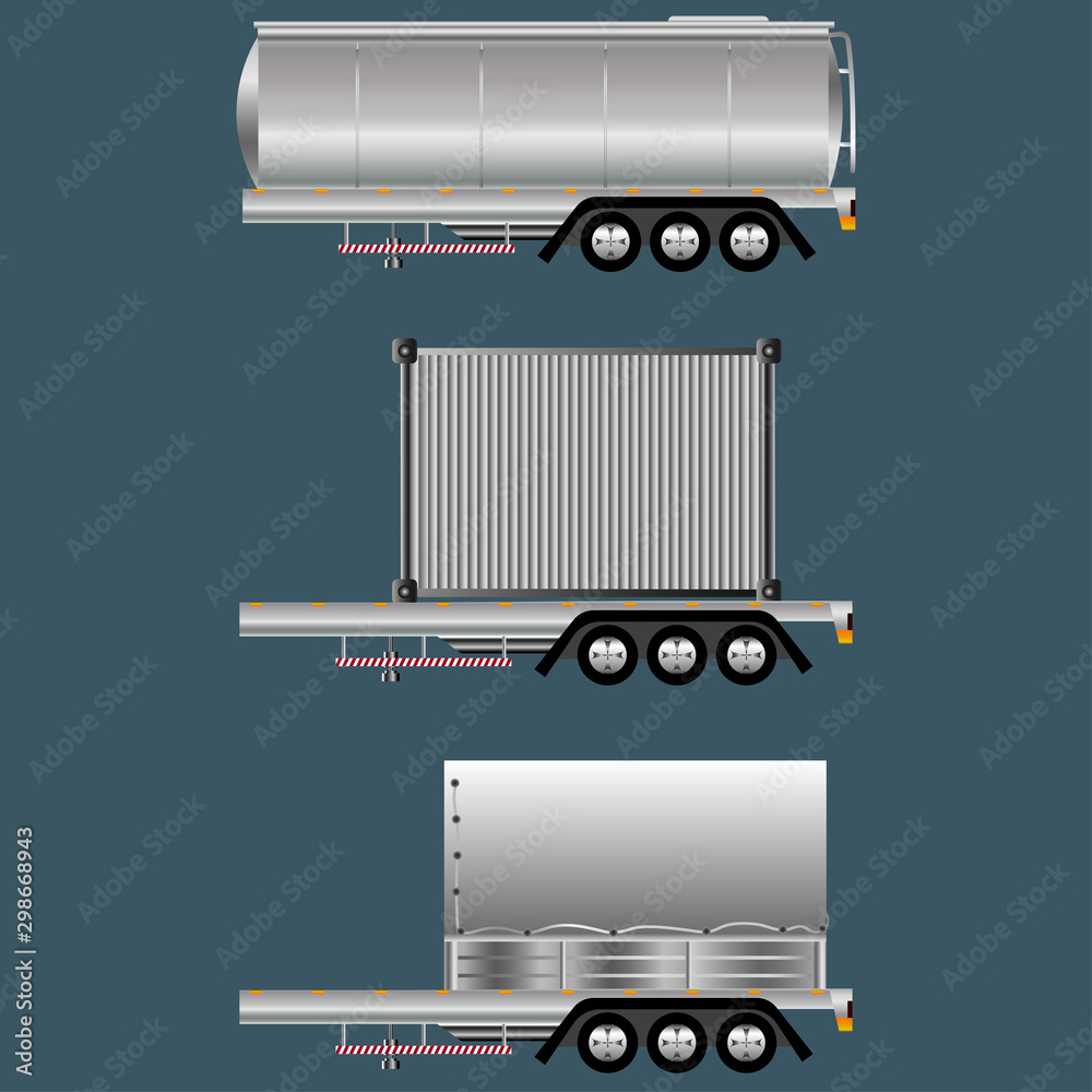 Vector de Stock Set of realistic trailers. Refrigerator refrigerator ...