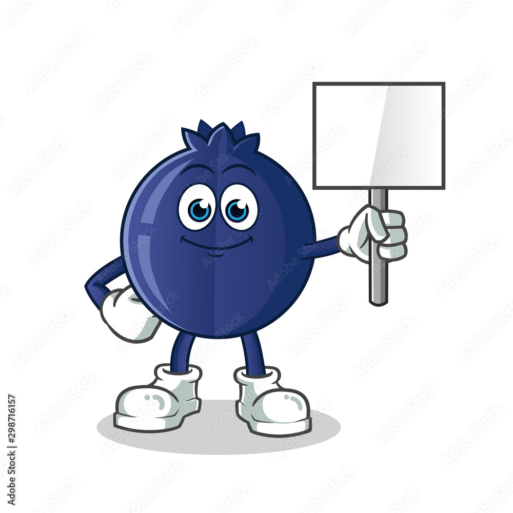 blue berry announcement board mascot vector cartoon illustration Stock ...