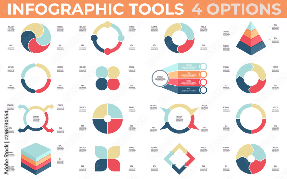 Vector infographics. Circular diagrams. Data visualization templates ...