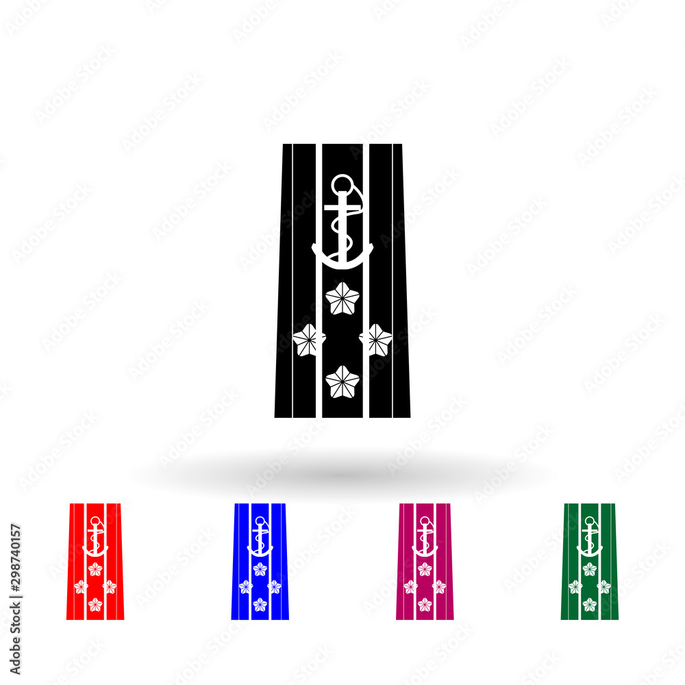 Japan admiral military ranks and insignia multi color icon. Simple ...