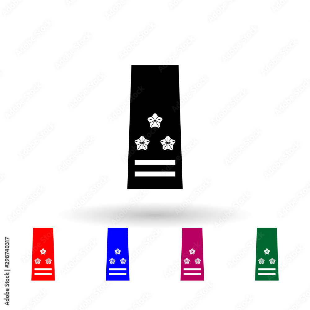 Japan colonel military ranks and insignia multi color icon. Simple ...