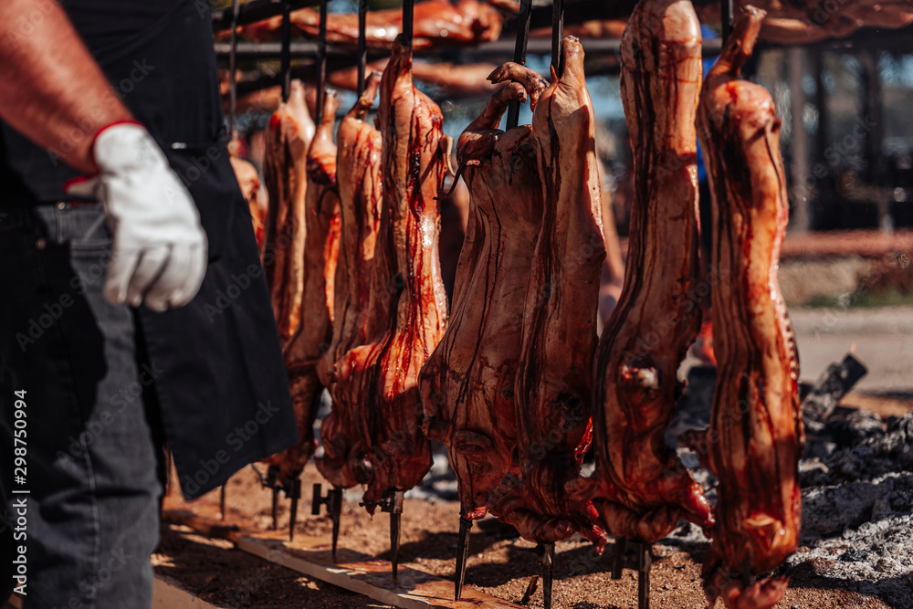 ORGOSOLO, SARDINIA /OCTOBER 2019: The old tradition of cooking the ...