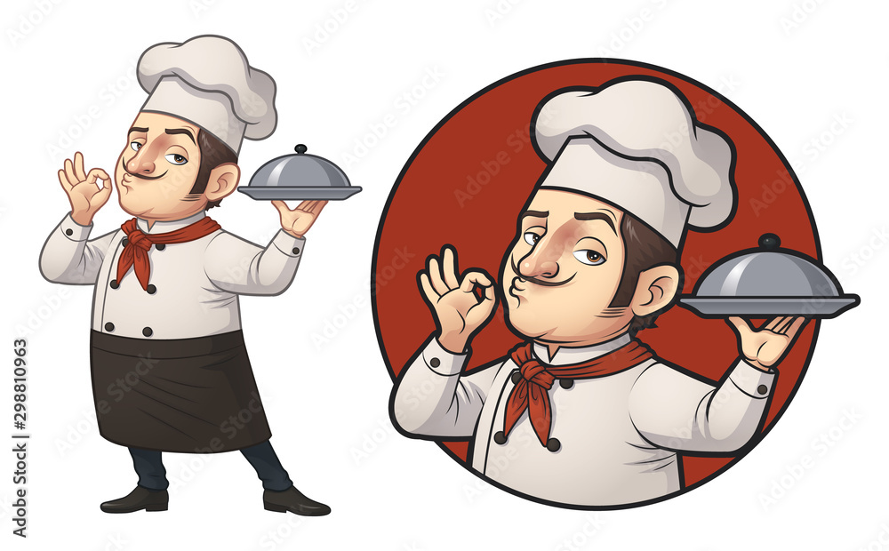 Cartoon Chef Logo Illustration Stock Vector | Adobe Stock