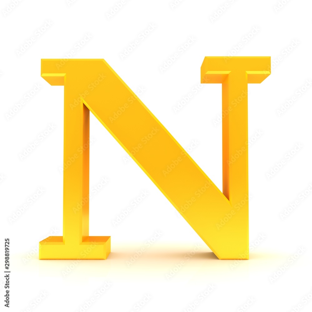 golden letter N 3d sign alphabet character text gold capital font ...