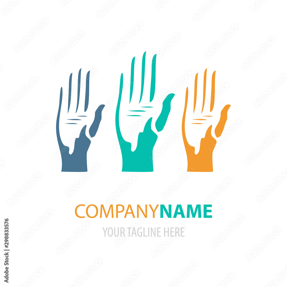 Colorful hands logo design. Vector illustration Stock Vector | Adobe Stock