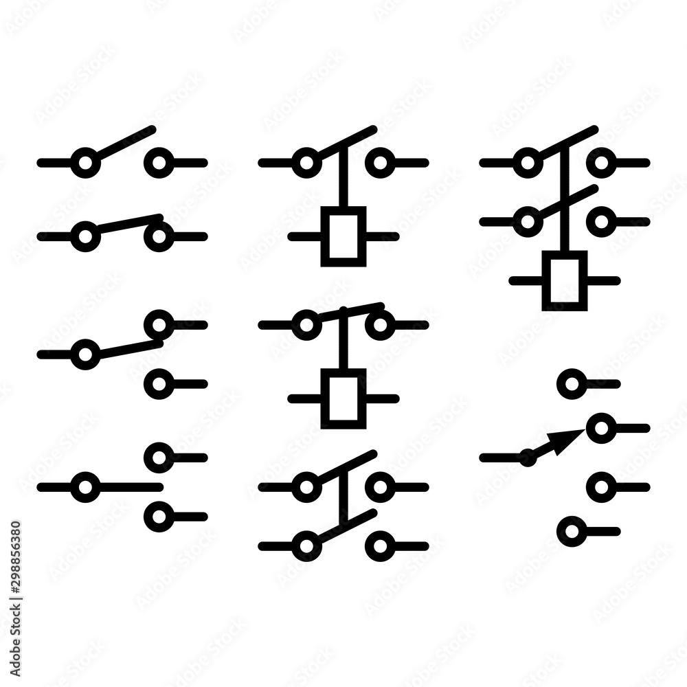 Electromechanical Relay Symbols on white background. Vector esp10 Stock ...