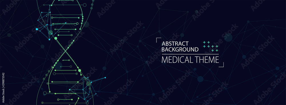 Science template, abstract background with a 3D DNA molecules. Vector ...