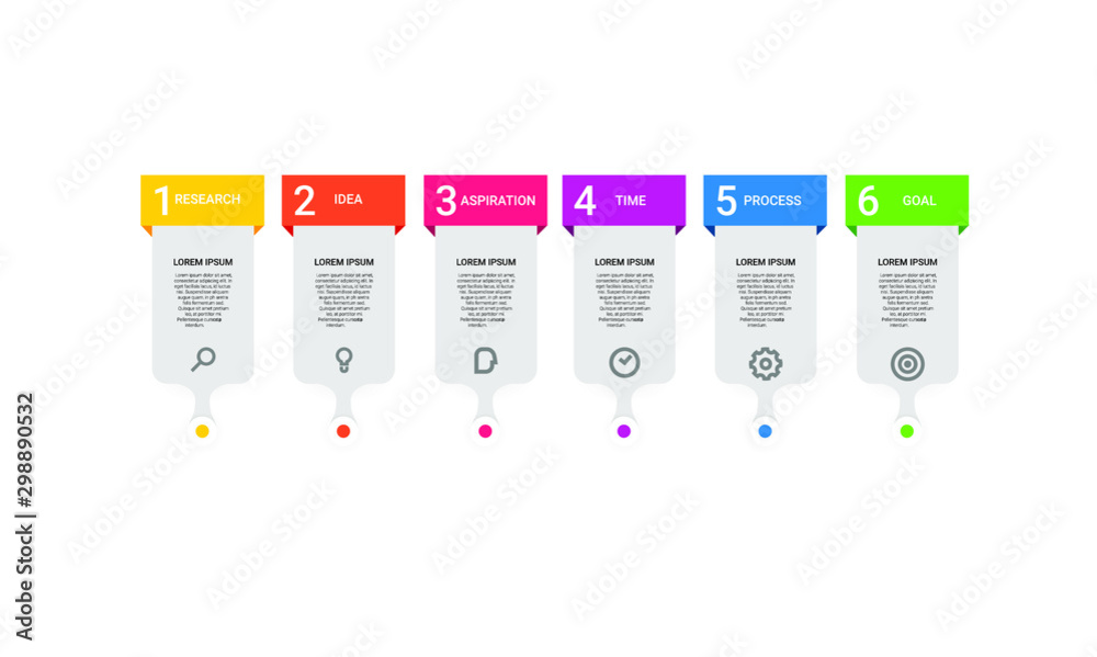 vector step Infographic stack chart design with icons and 6 options or ...