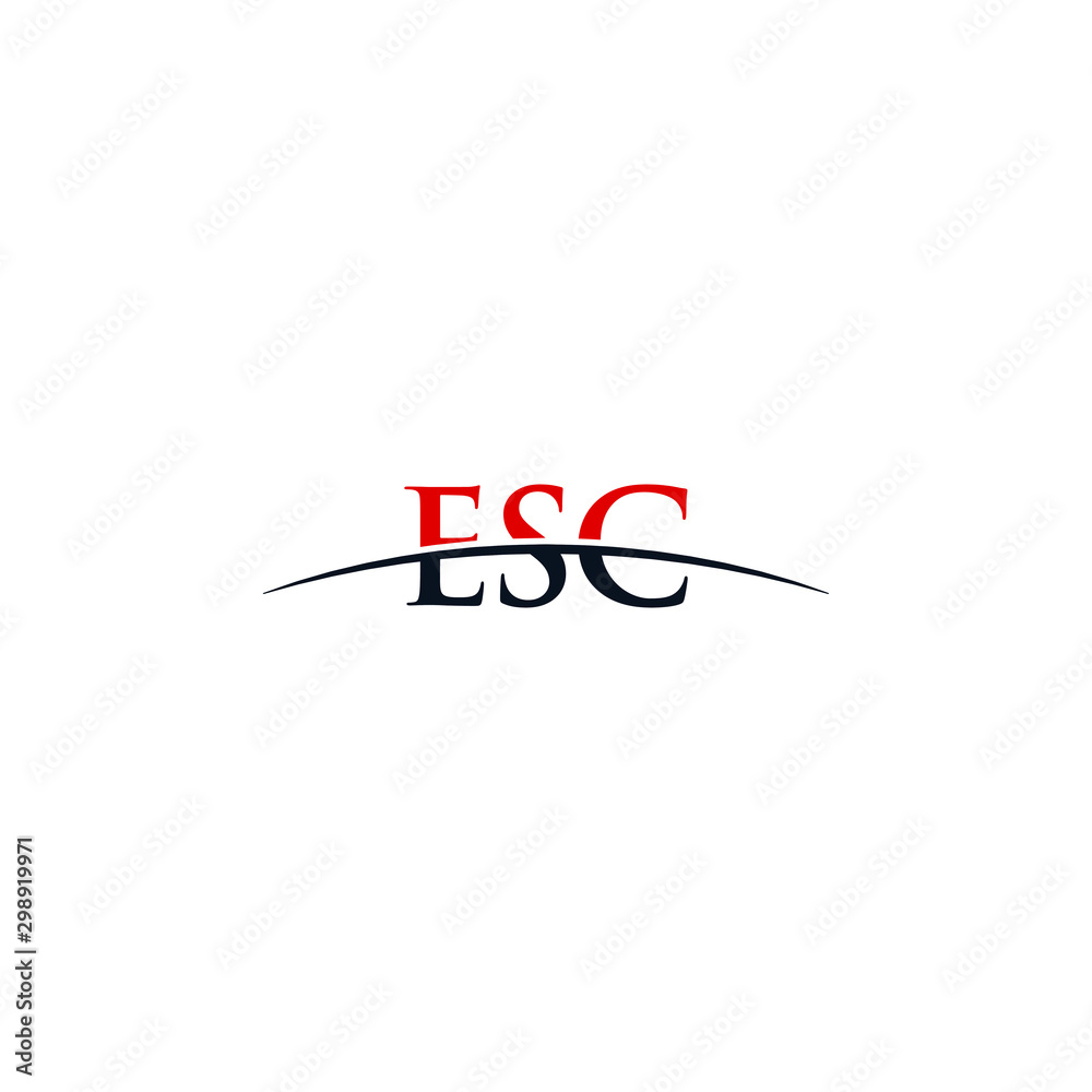Initial letter ESC, overlapping movement swoosh horizon logo company ...
