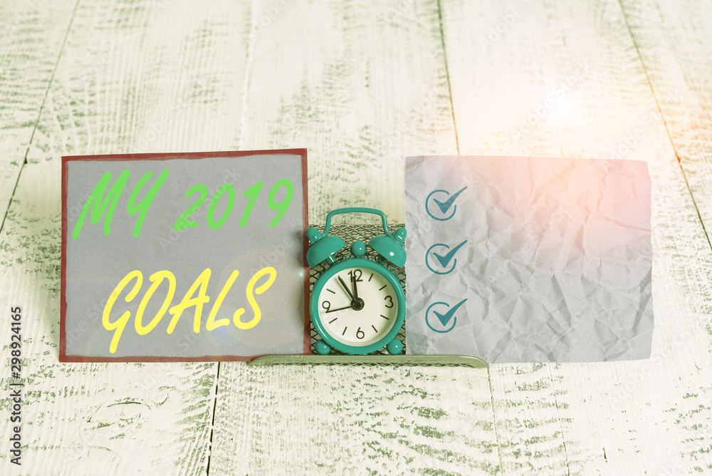 Text sign showing My 2019 Goals. Business photo text setting up ...