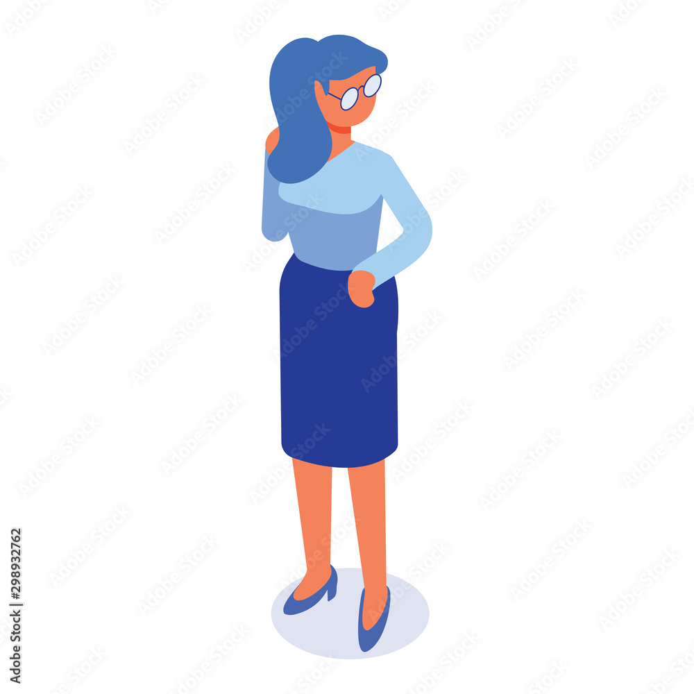 Isometric vector business woman standing. Business people character ...