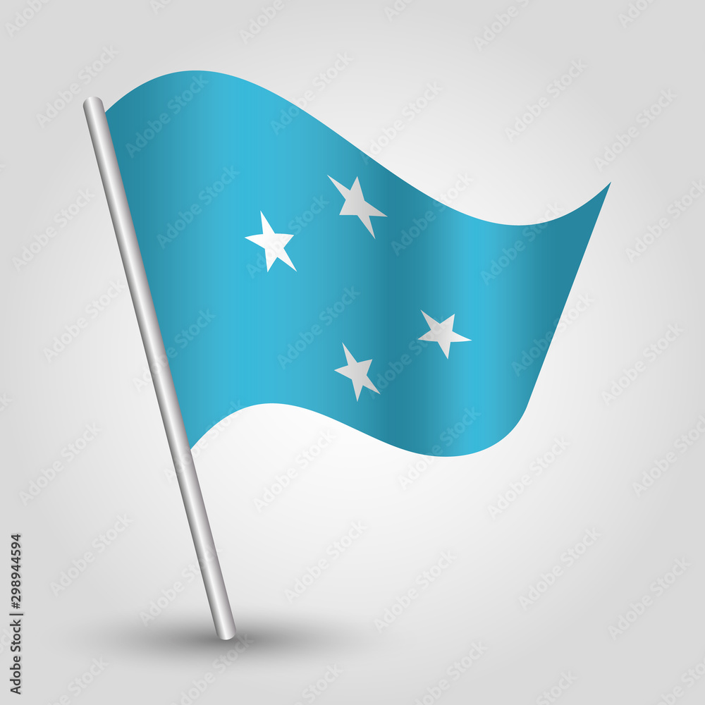vector waving simple triangle micronesian flag on slanted silver pole ...