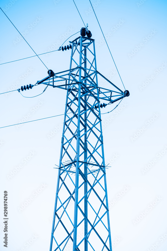 Electricity pylons and power lines, High voltage electric transmission ...