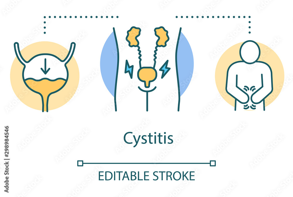 Cystitis concept icon. Urinary tract infection idea thin line ...