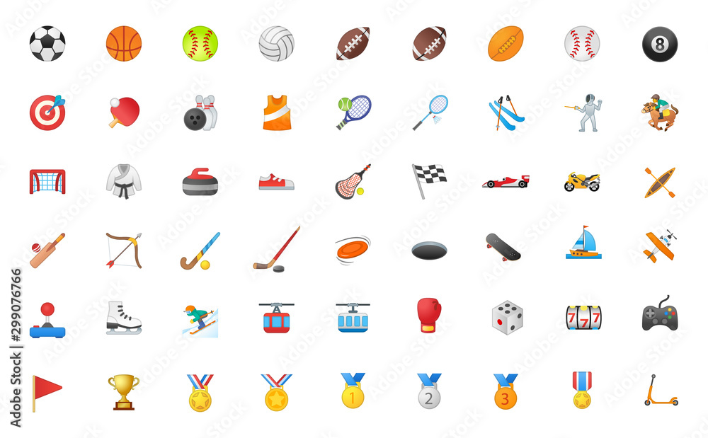 Vector de Stock All of Sport Vector Icons Set. Activities Emojis Vector ...