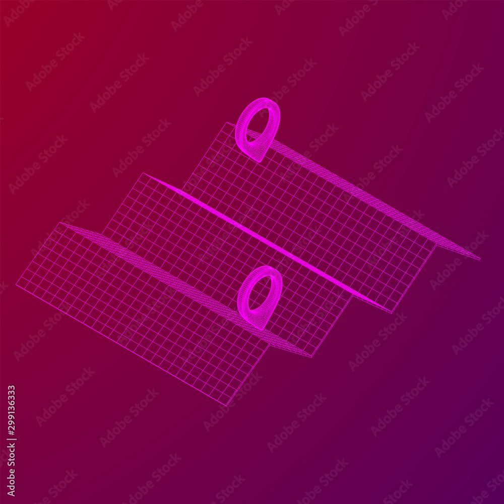 Geo map pin with folding map. Place symbol GPS pictogram. Wireframe low ...
