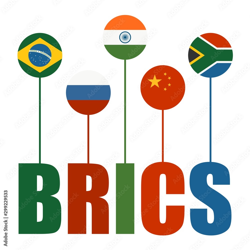 BRICS - association of five major emerging national economies members ...
