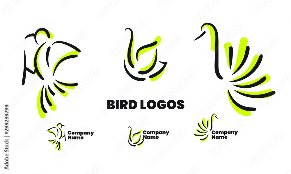Vetor Bird logos - fully vector based editable logos do Stock | Adobe Stock
