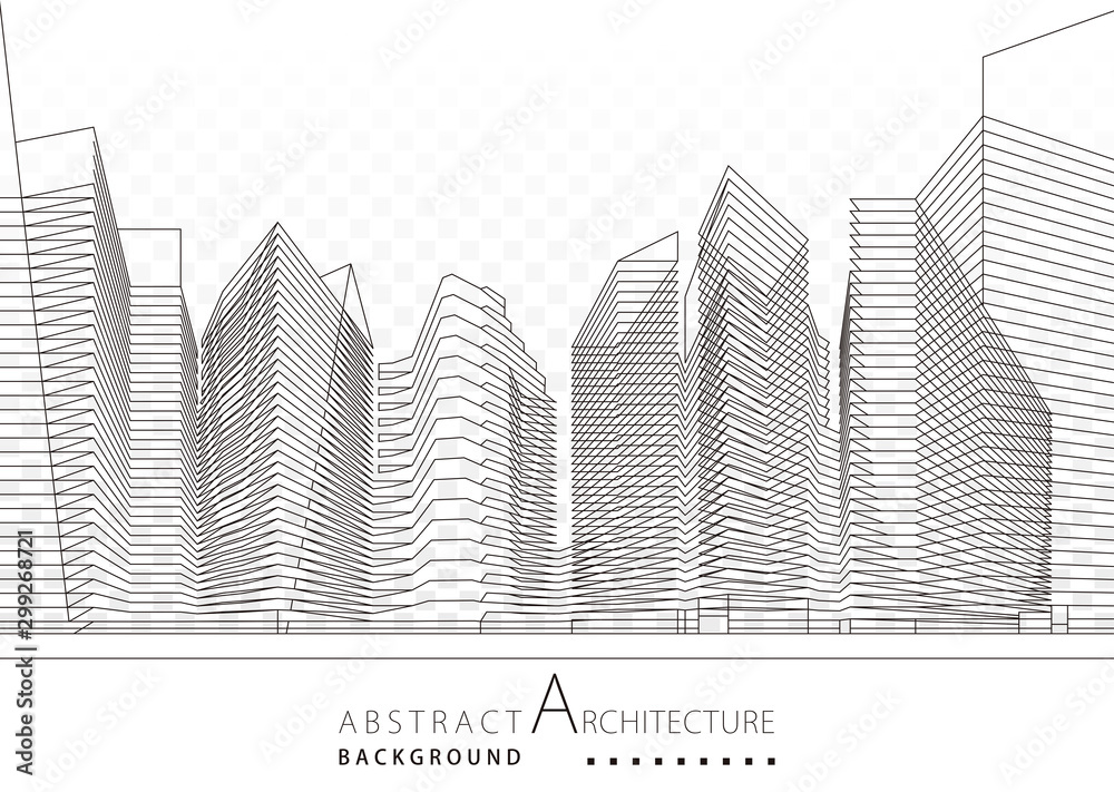 3D illustration architecture building construction perspective design ...